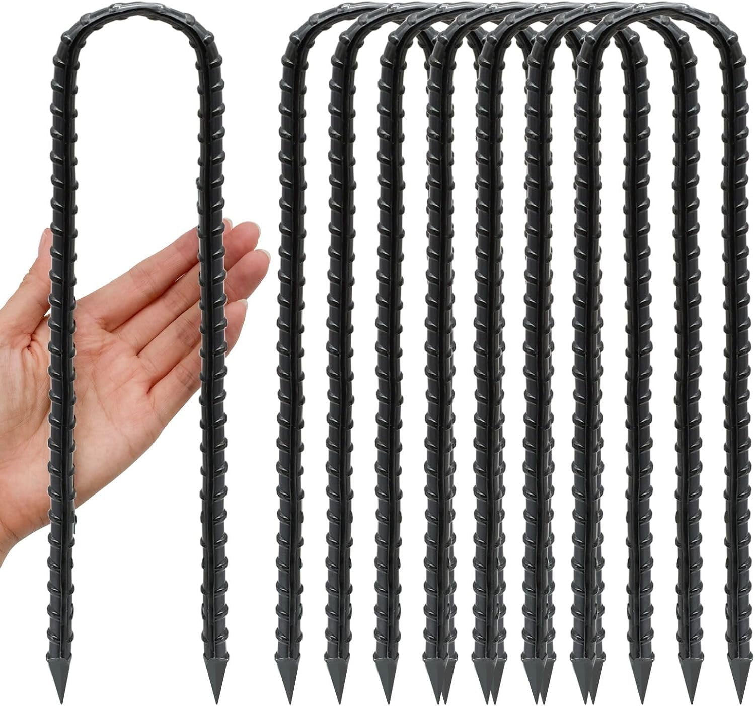 12-Inch U Stakes for Ground, 8-Pack Trampoline Stakes Anchors High Wind ...