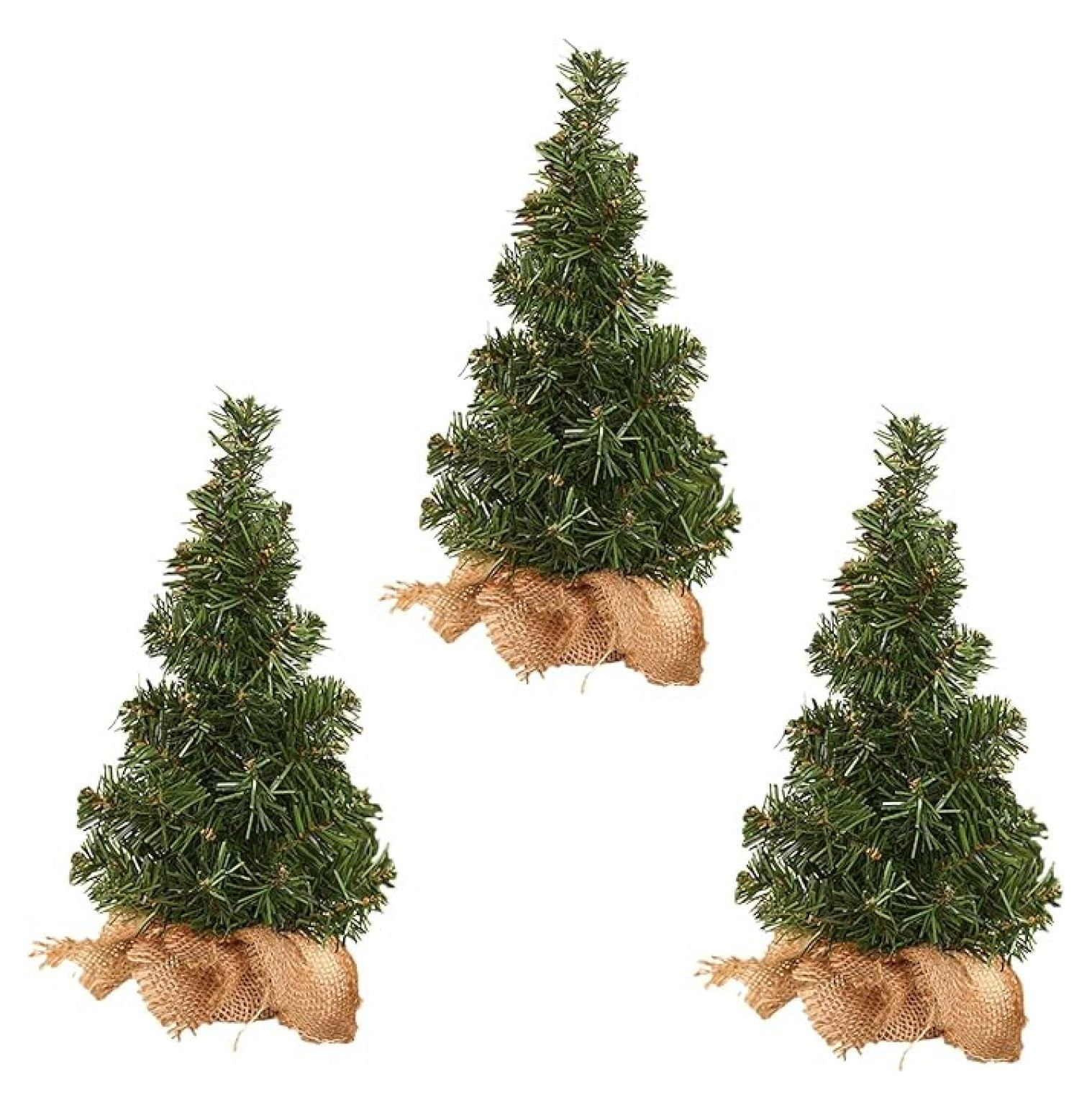 12 Inch Unlit Christmas Tree Set of 3, Miniature Pine Christmas Tree with Cloth Bag Base, Small ...