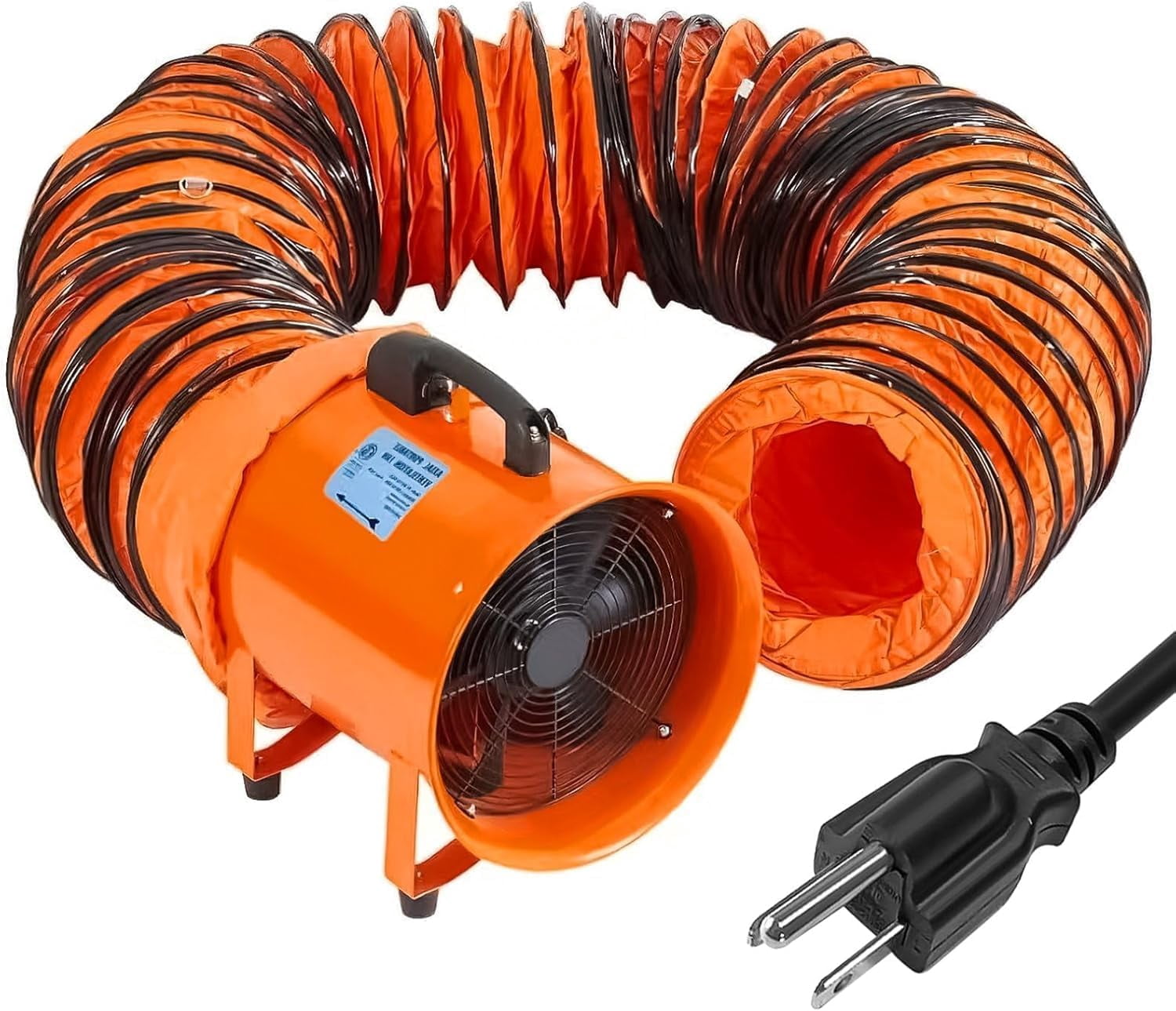 12 Inch Utility Blower Exhaust Fan with 33 Ft Duct 3500 RPM 3500 CFM ...