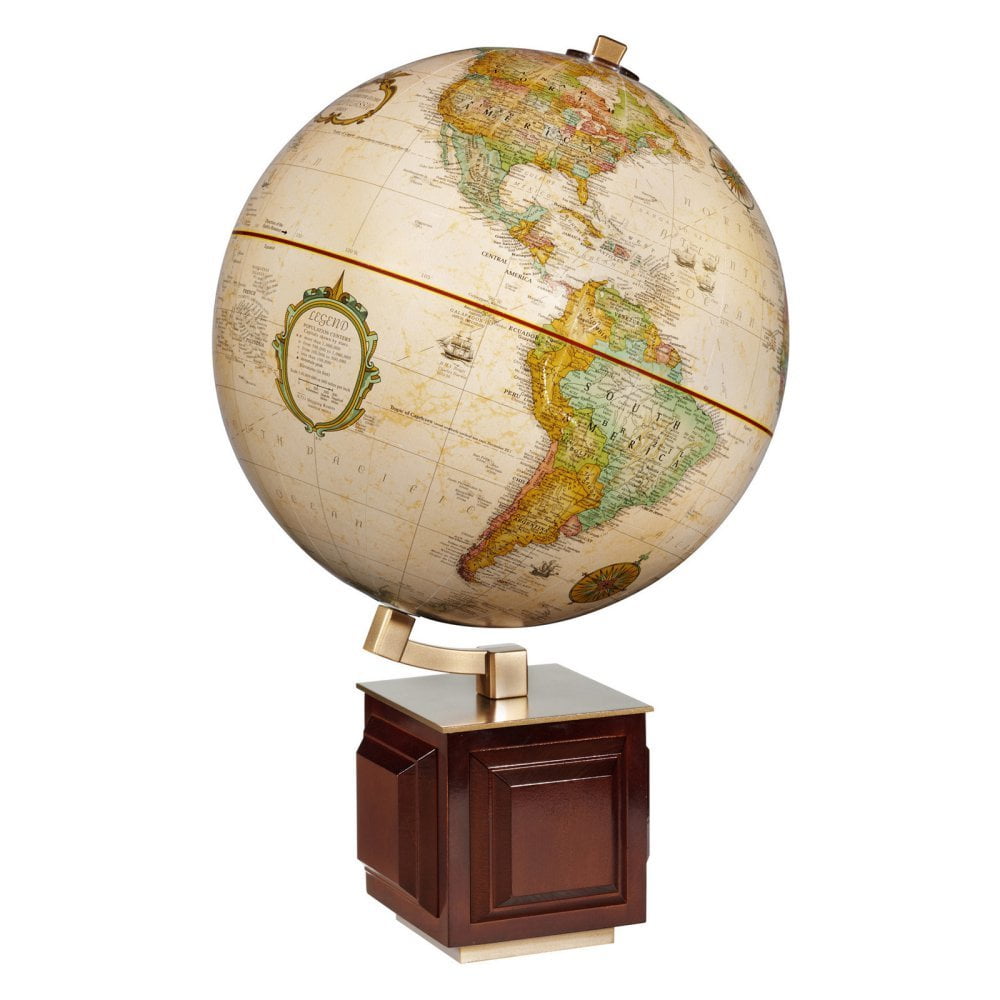 12-Inch Vintage World Globe with Wooden Base, Desktop Educational ...