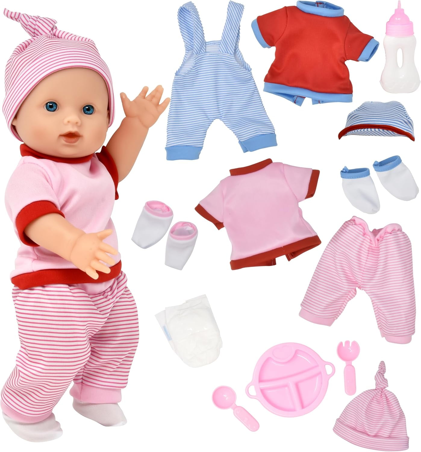 12 Inch Vinyl Doll with 2 Outfit Sets and Accessories - Walmart.com