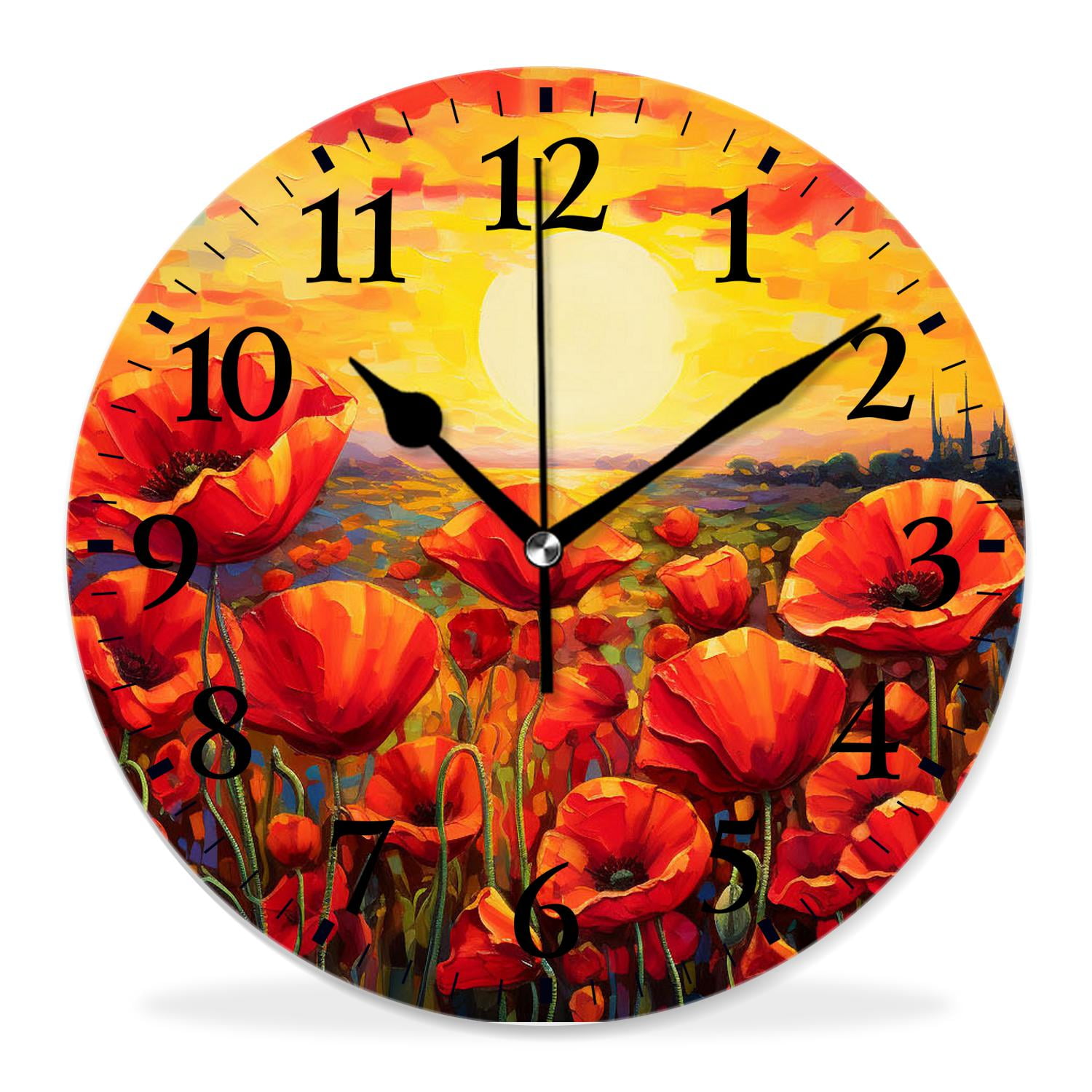12 Inch Wall Clock Battery Operated Silent Clock Decorative for Office ...
