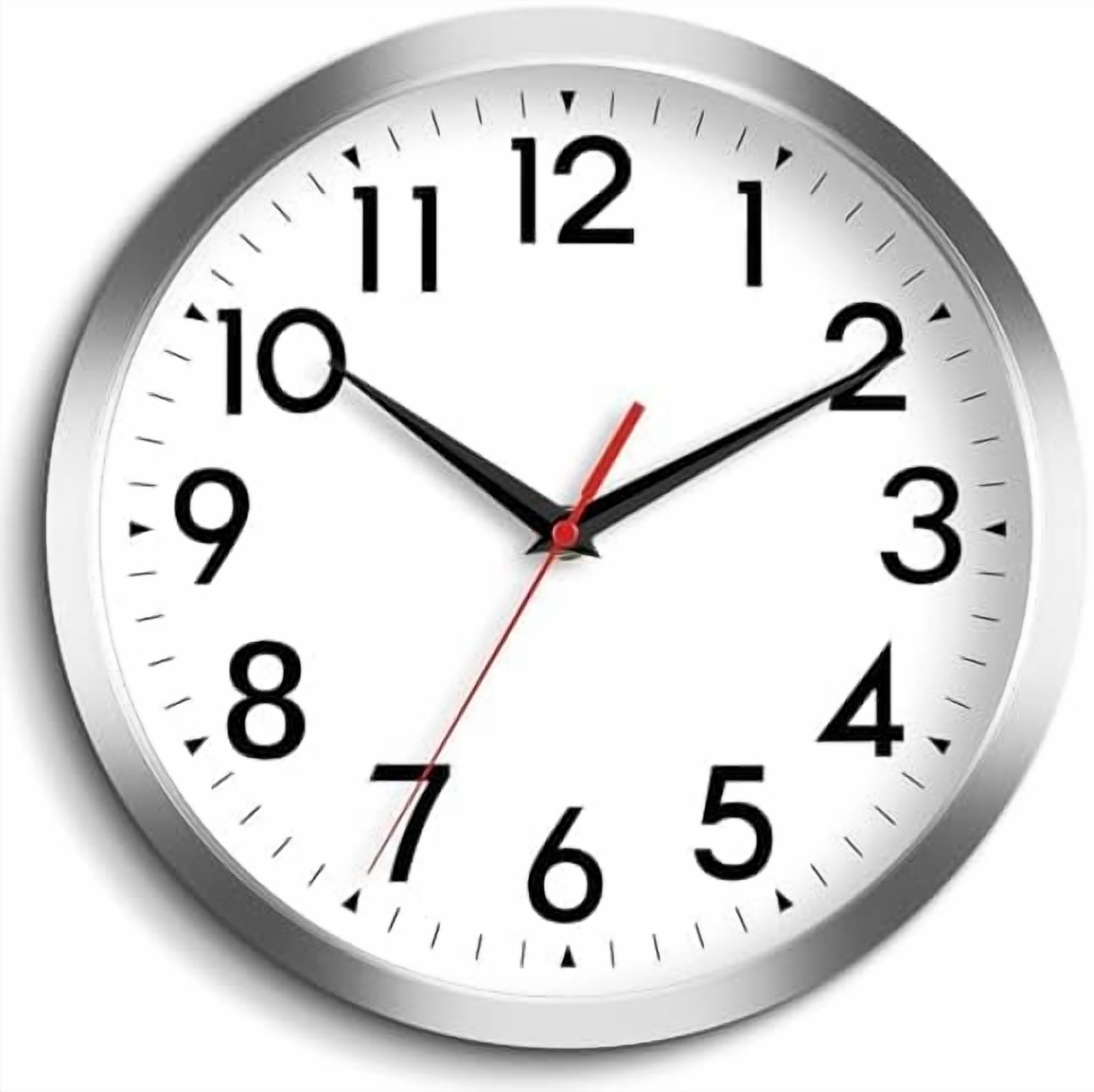 12 Inch Wall Clock Battery Operated Silent Non Ticking Analog Modern ...