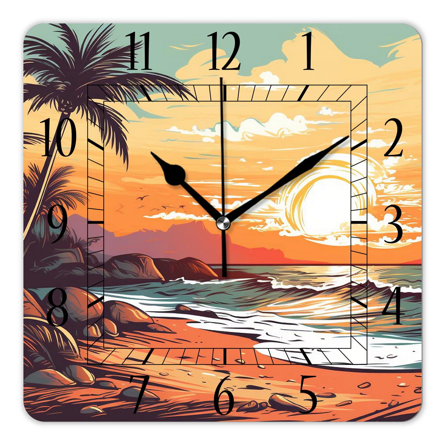 12 Inch Wall Clock Battery Operated Square Clock Decorative for Office ...