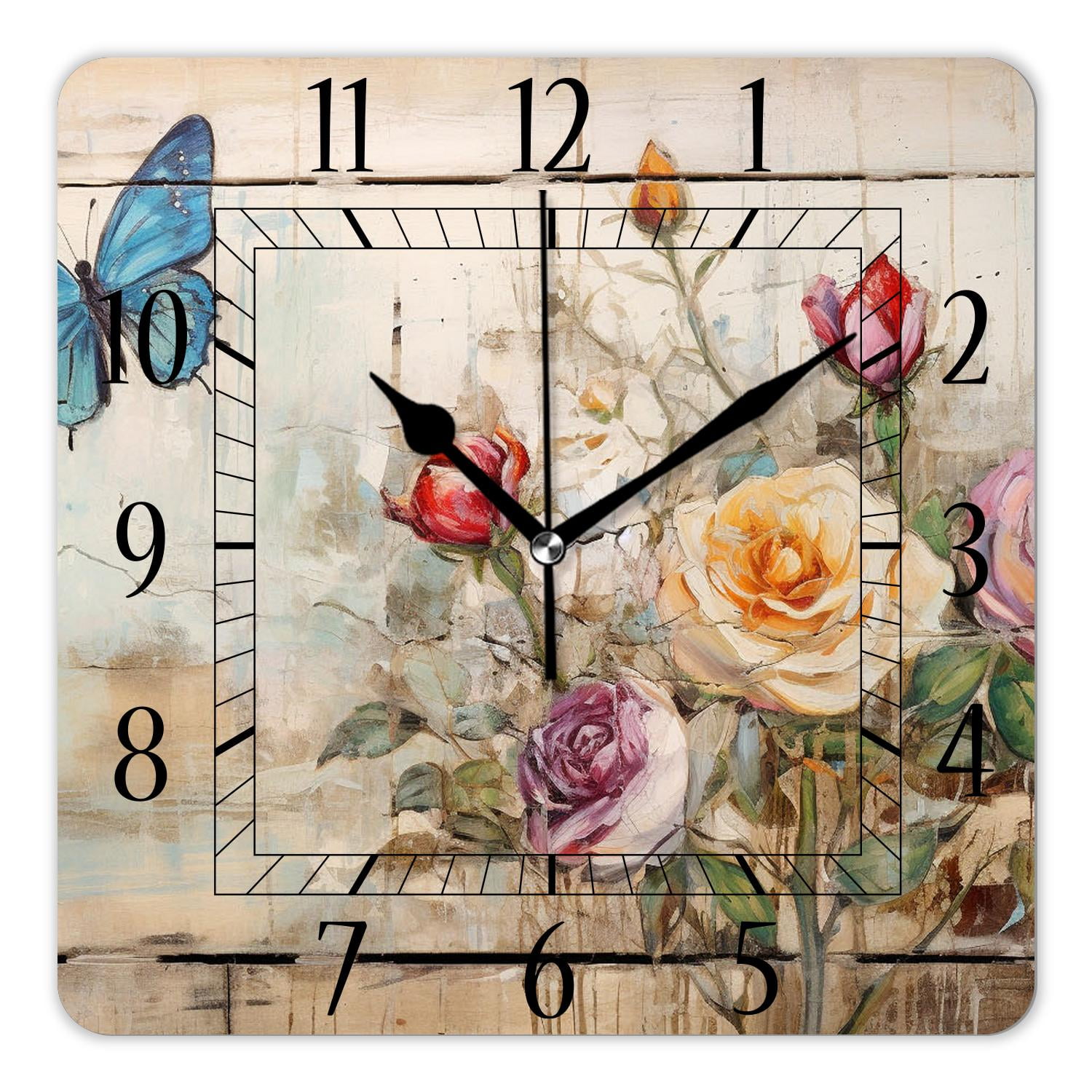 12 Inch Wall Clock Battery Operated Square Clock Decorative for Office ...