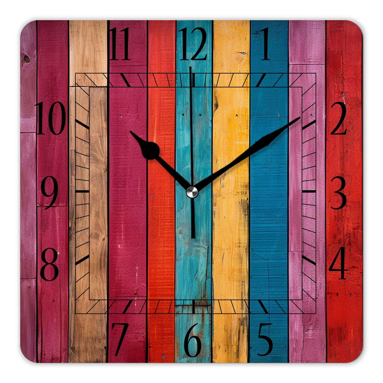 12 Inch Wall Clock Battery Operated Square Clock Decorative for Office ...