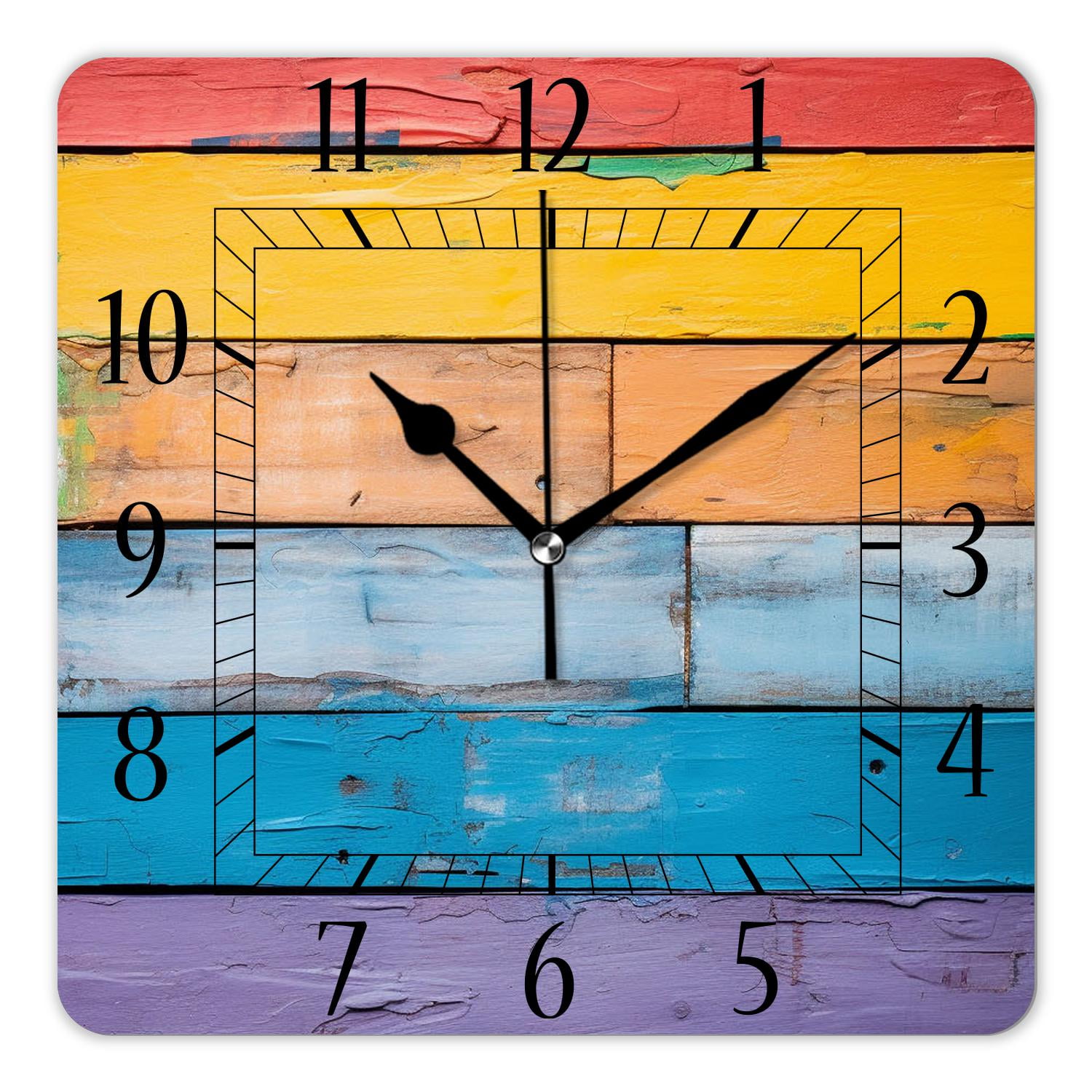 12 Inch Wall Clock Battery Operated Square Clock Decorative for Office ...