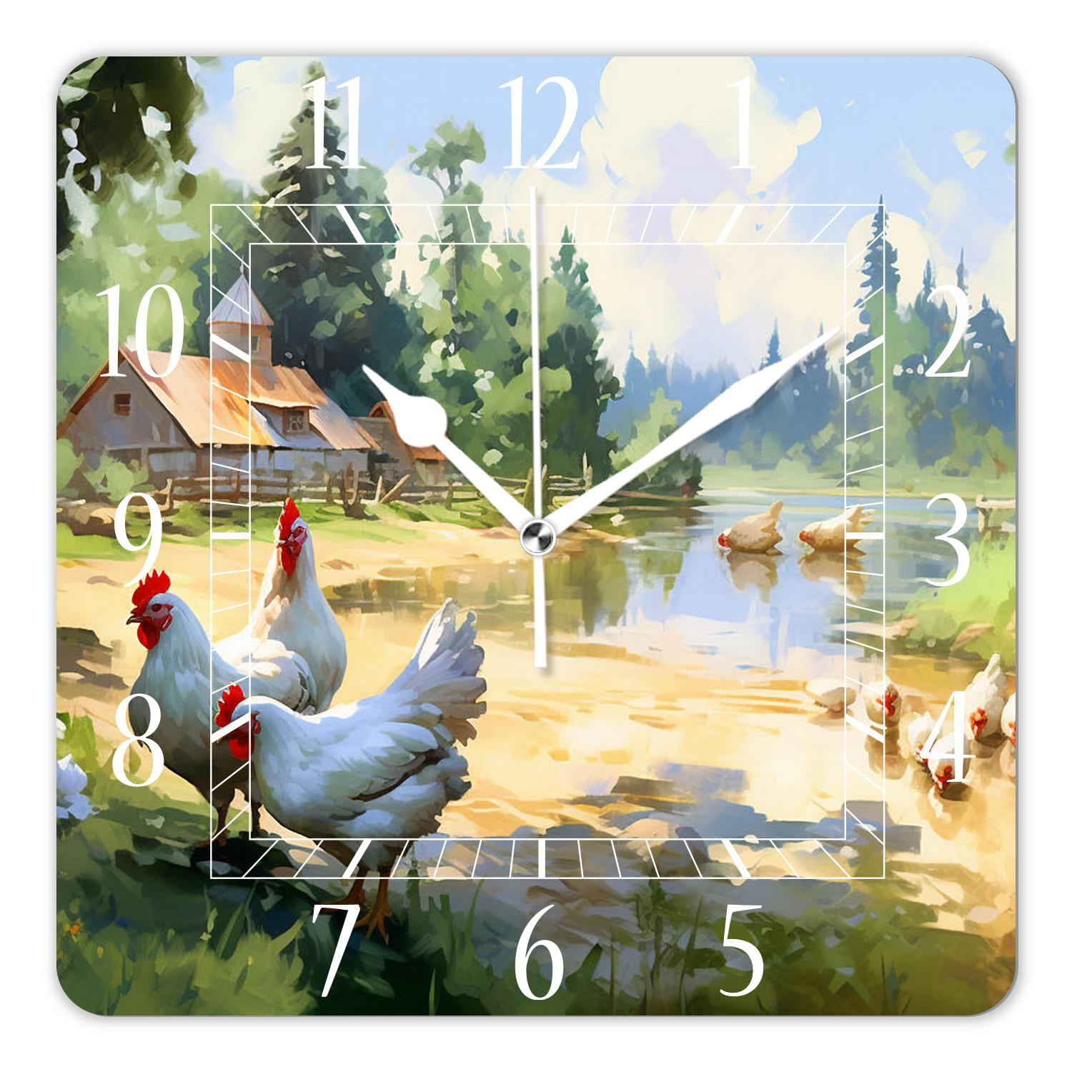 12 Inch Wall Clock Battery Operated Square Clock Decorative for Office ...