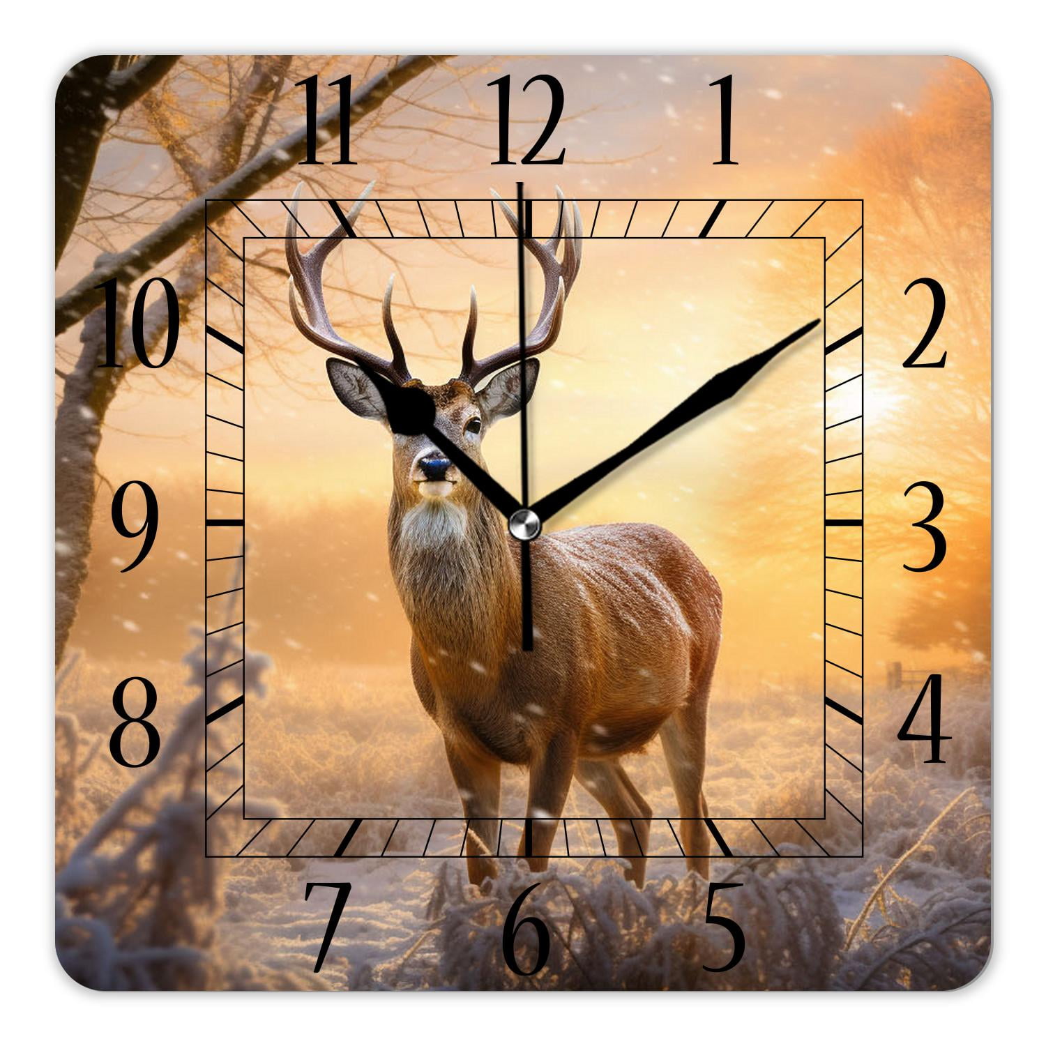 12 Inch Wall Clock Battery Operated Square Clock Decorative for Office ...