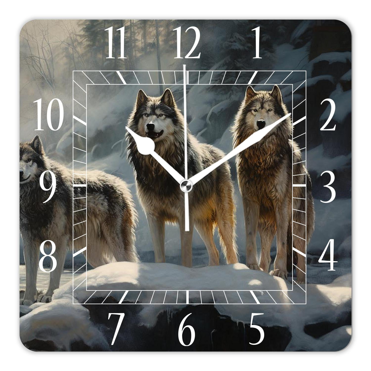 12 Inch Wall Clock Battery Operated Square Clock Decorative for Office ...