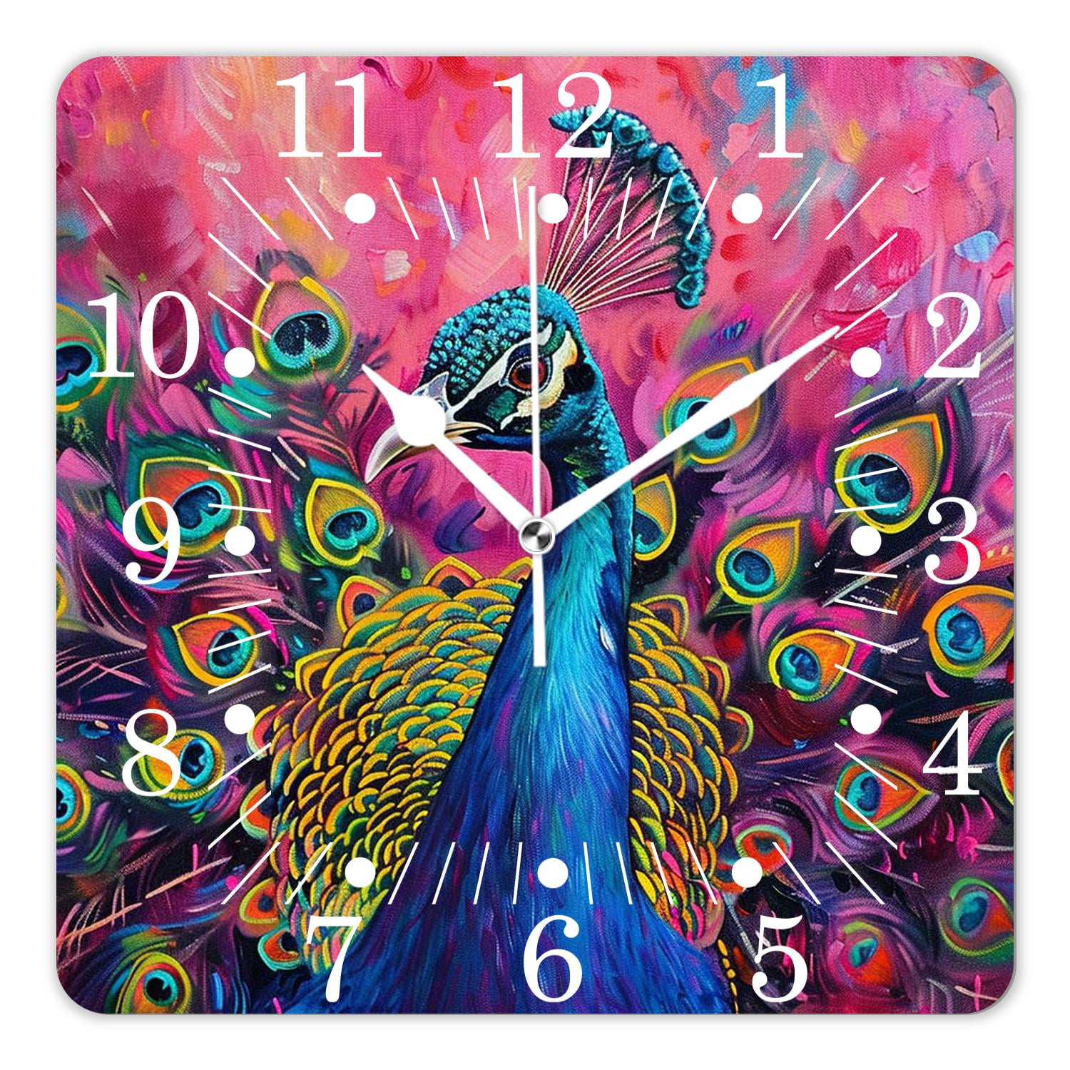 12 Inch Wall Clock Battery Operated Square Clock for Office, Kitchen ...