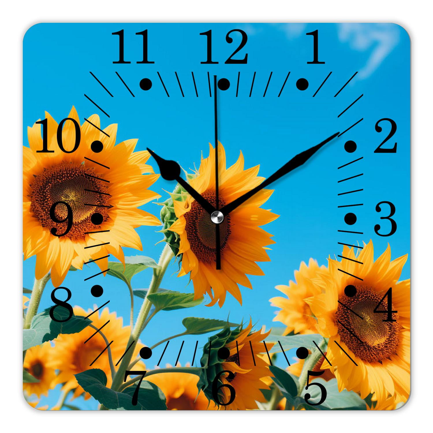 12 Inch Wall Clock Battery Operated Square Clock for Office, Kitchen ...