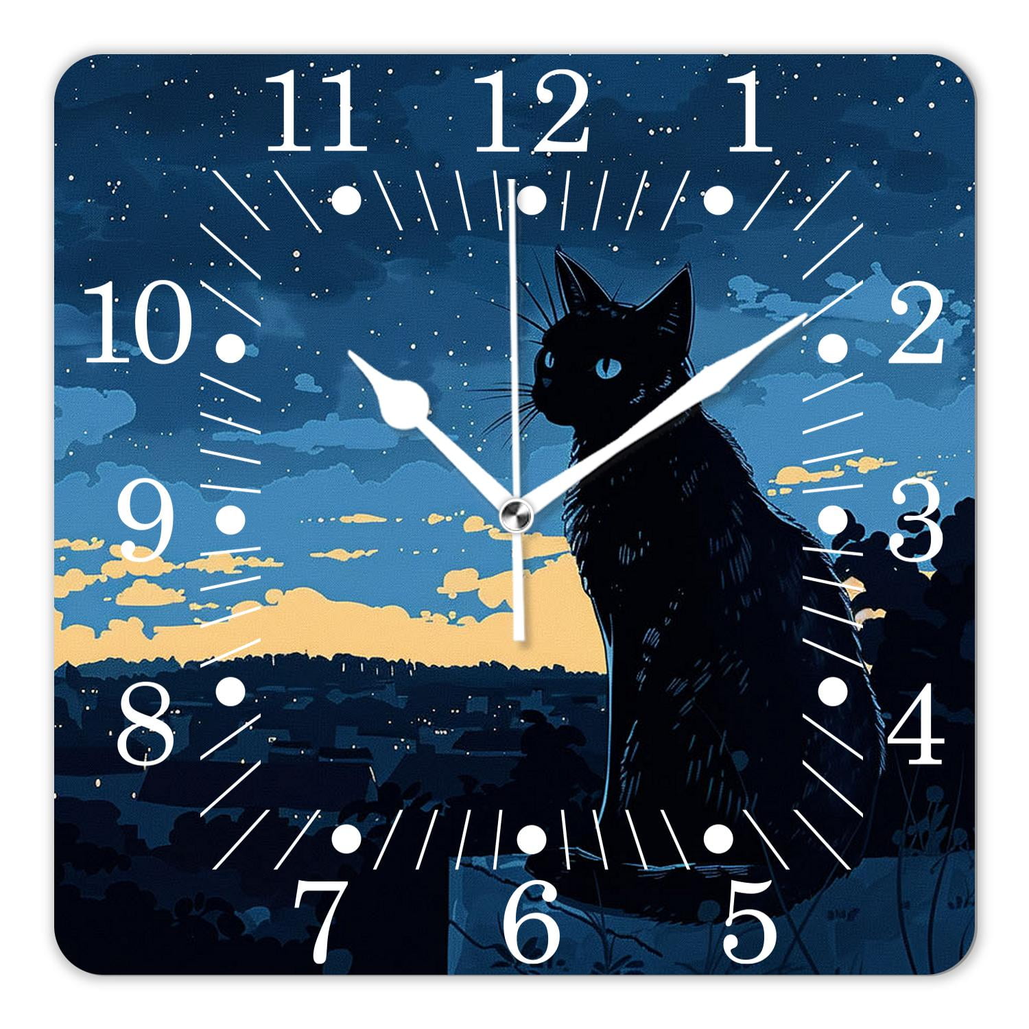 12 Inch Wall Clock Battery Operated Square Clock for Office, Kitchen ...