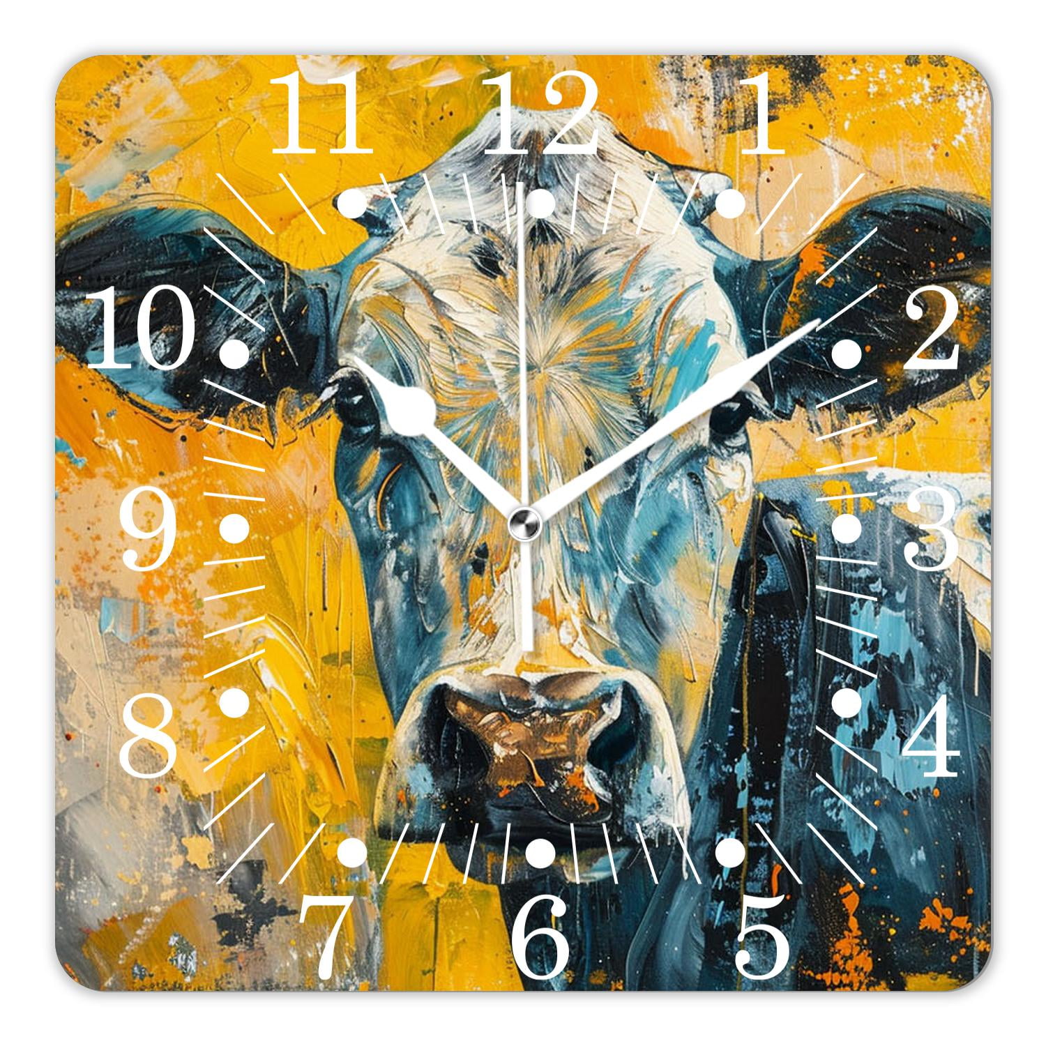 12 Inch Wall Clock Battery Operated Square Clock for Office, Kitchen ...