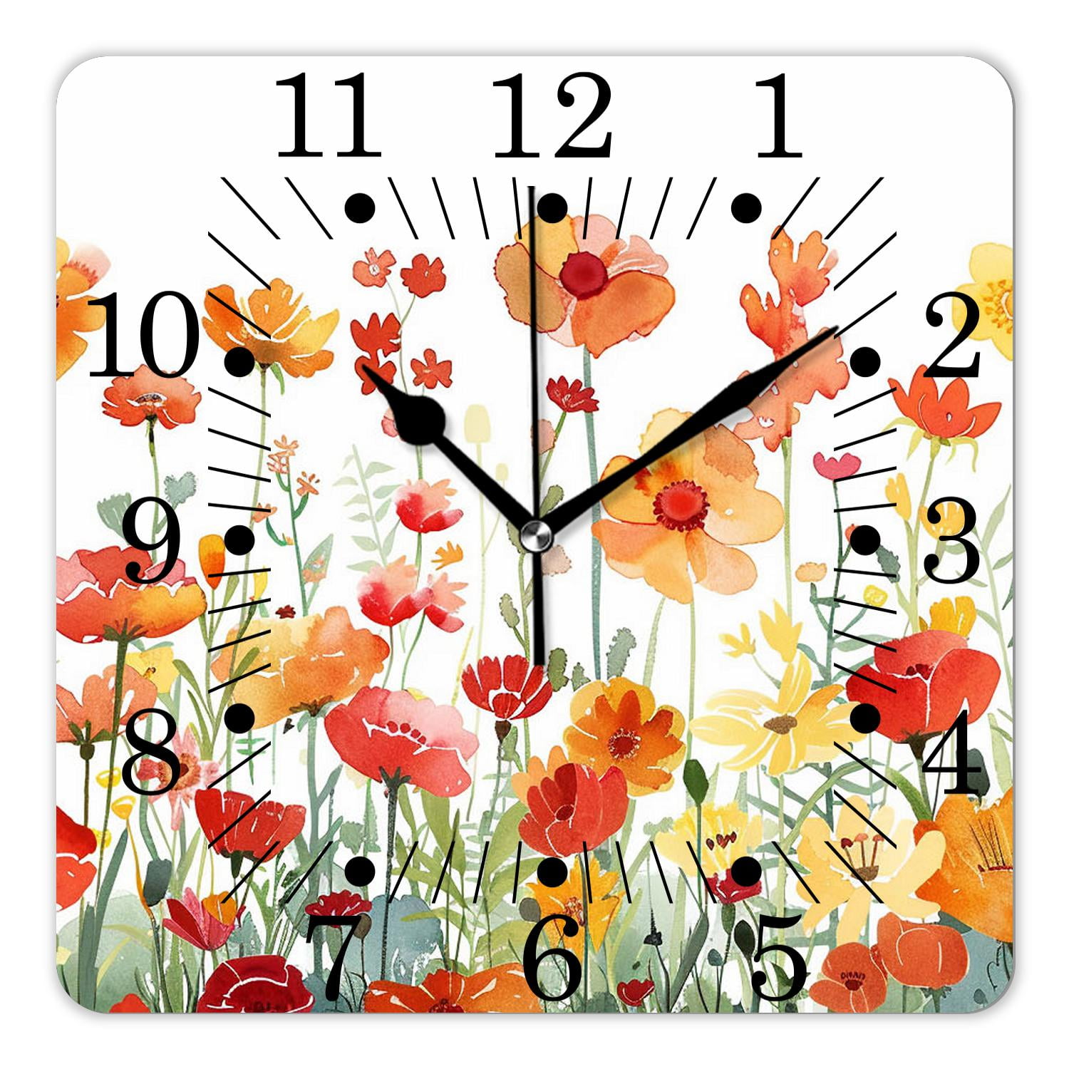 12 Inch Wall Clock Battery Operated Square Clock for Office, Kitchen ...