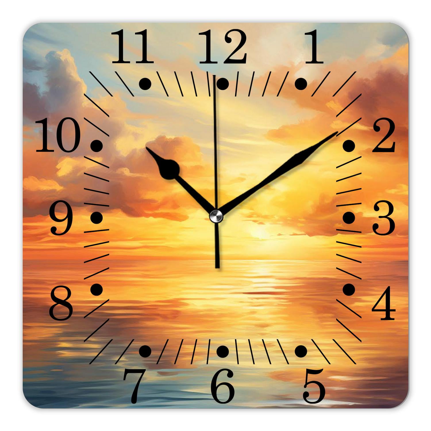 12 Inch Wall Clock Battery Operated Square Clock for Office, Kitchen ...