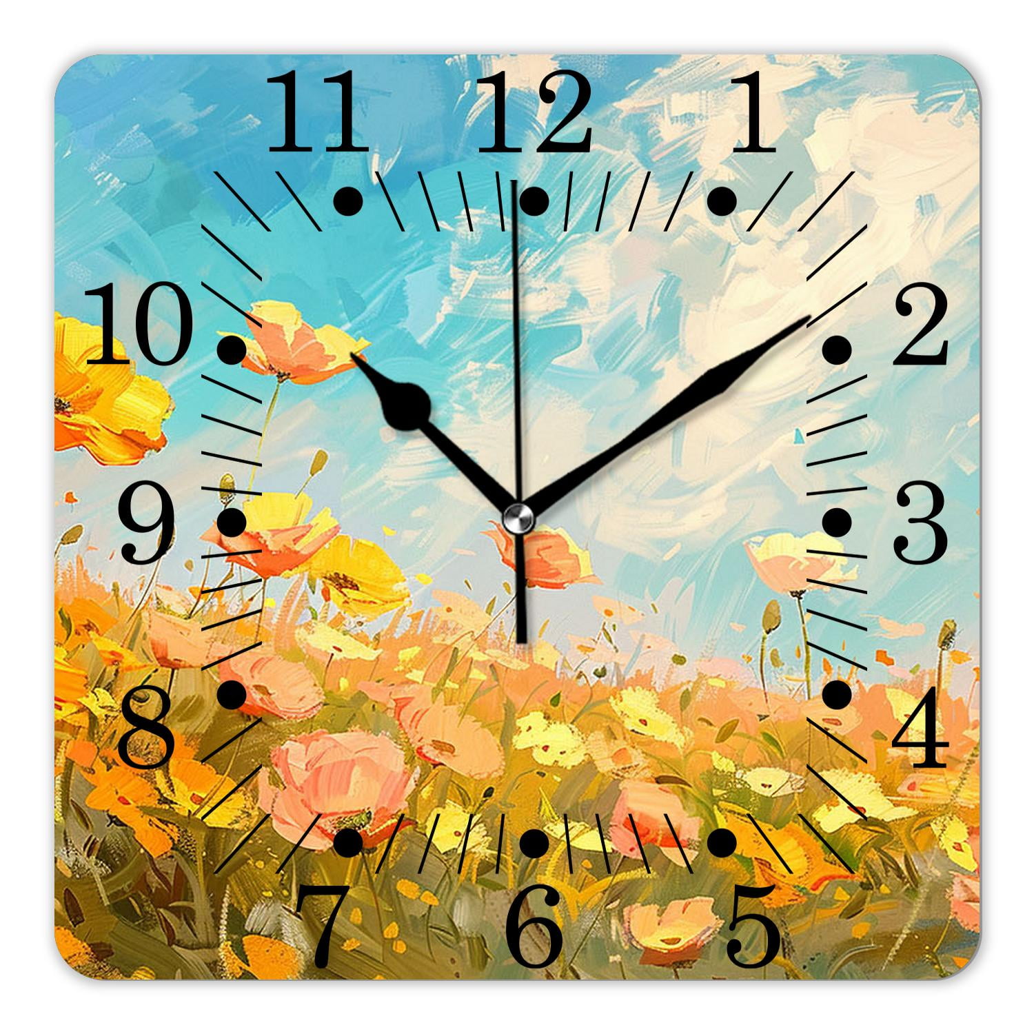 12 Inch Wall Clock Battery Operated Square Clock for Office, Kitchen ...