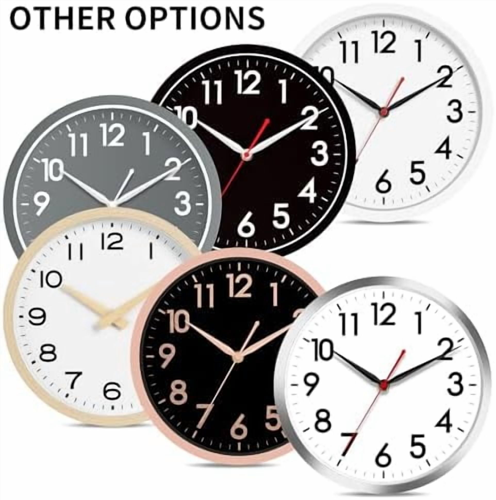 12 Inch Wall Clock Silent Non-Ticking Modern Wall Clocks Battery ...