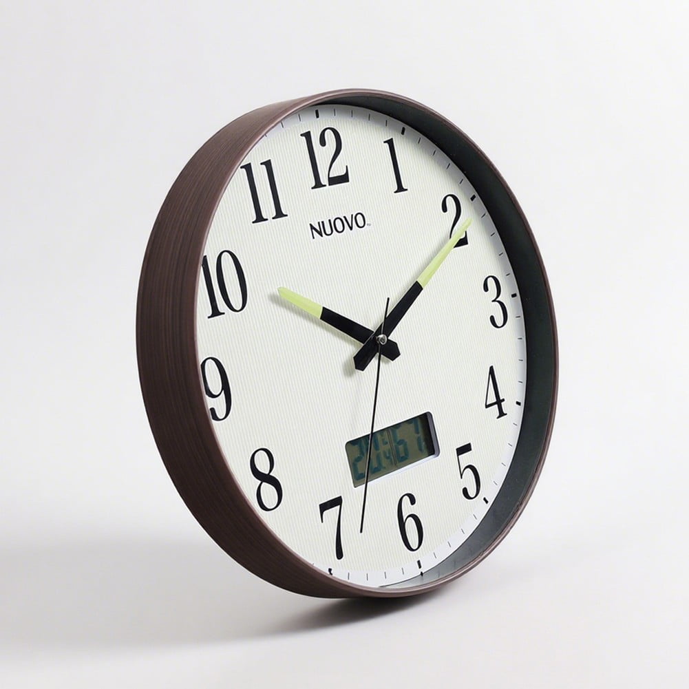 12 Inch Wall Clock With Silent Movement Night Light And Lcd Display For ...