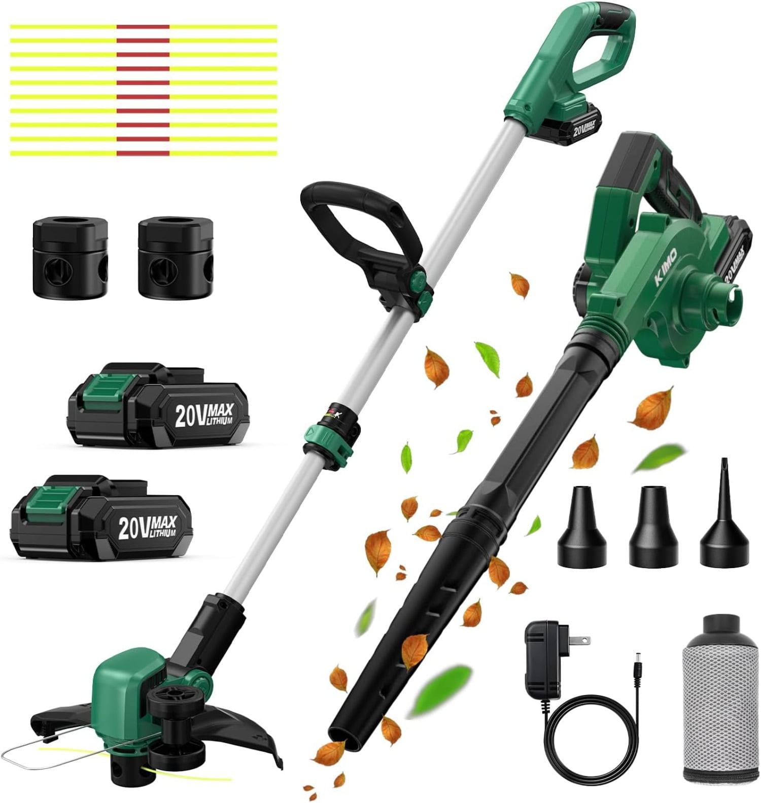 12 Inch Weed Wacker and 4-in-1 Cordless Leaf Blower/Vacuum Combo Kit ...