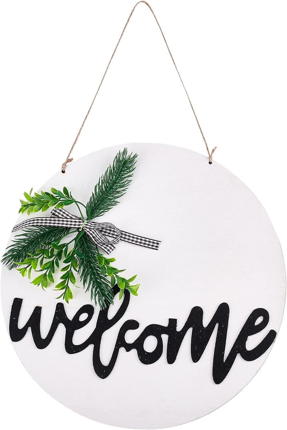 12 Inch Welcome Wreath Sign for Front Door Farmhouse Wall Decor Round ...