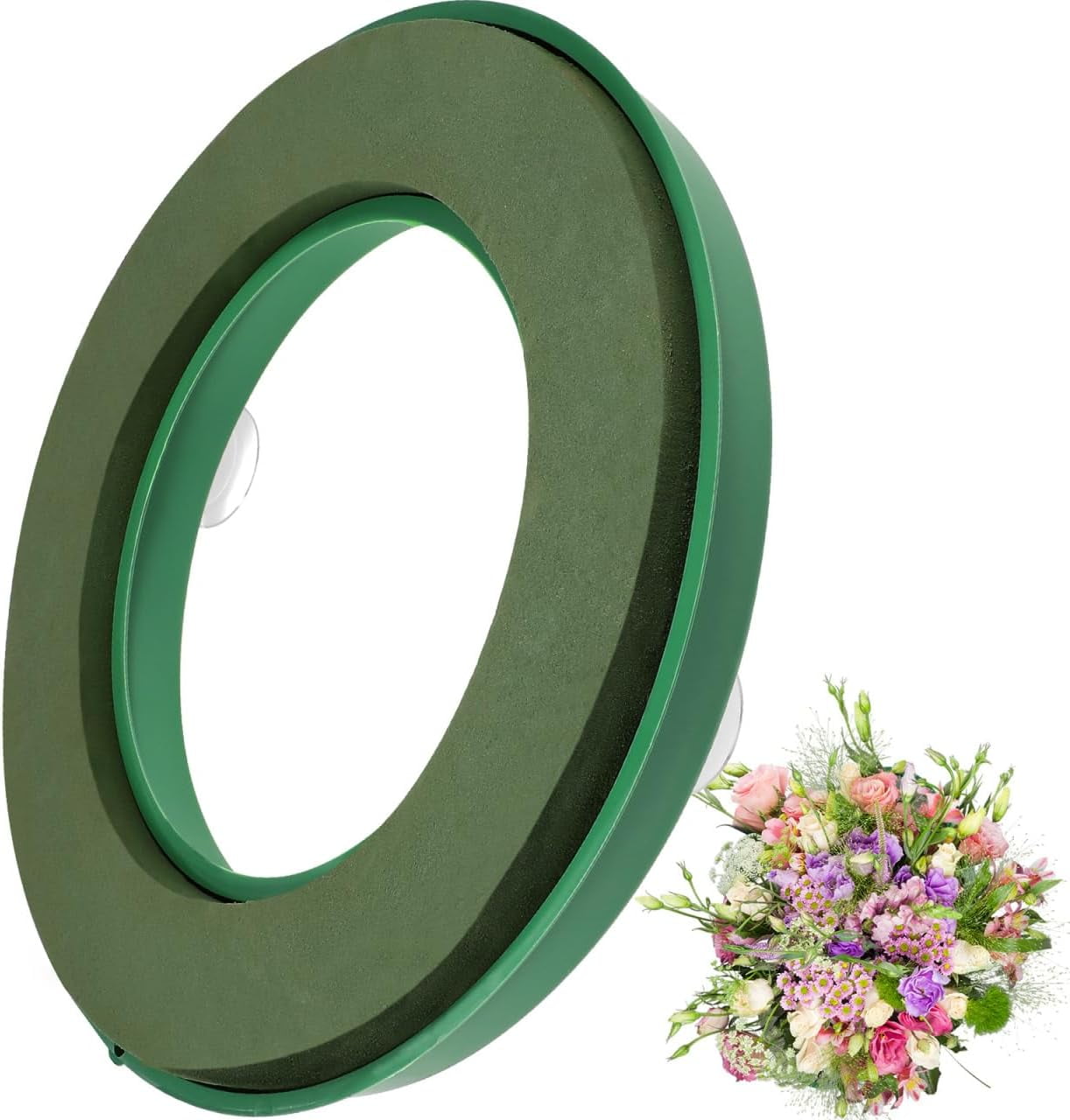 12 Inch Wet Floral Foam Ring with Suction Cups Round Wreath Base for ...
