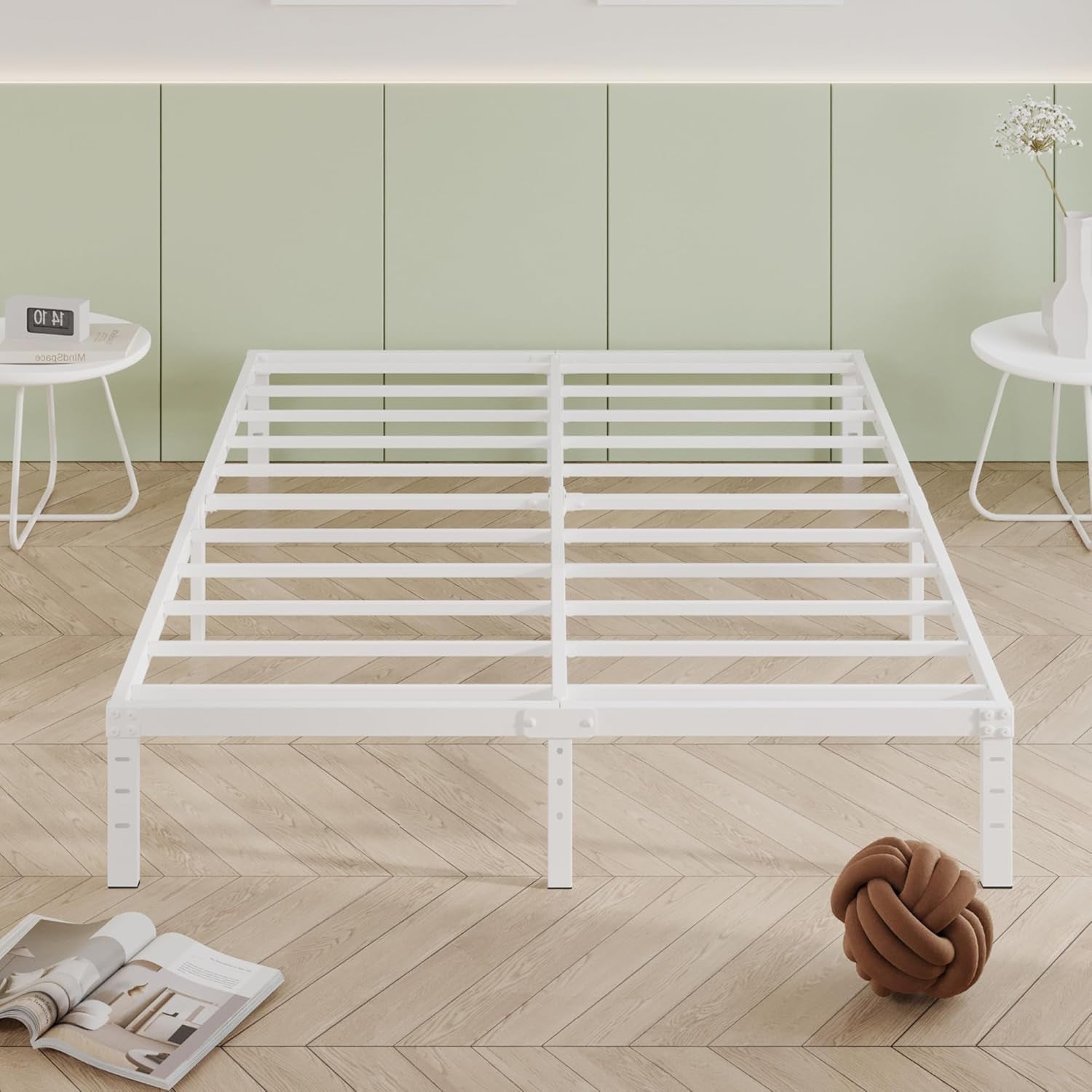 12 Inch White Full Size Bed Frame, Heavy Duty Bed Frame Full Size ...