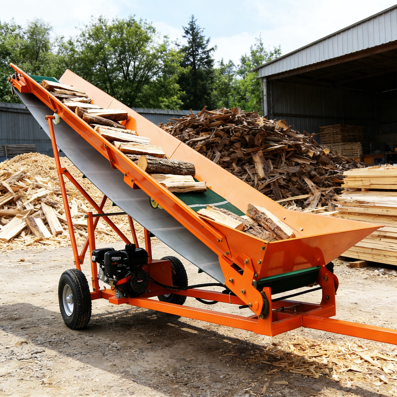 12-Inch Width PVC Belt Firewood Conveyor, Briggs & Stratton 6.5HP ...