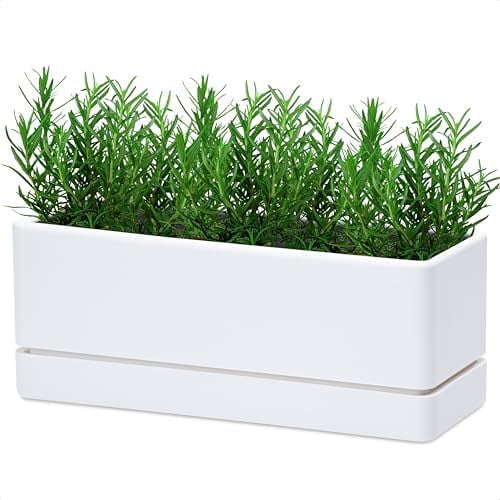 12 Inch Window Box Planter, Rectangle Plastic Herb Planter with ...