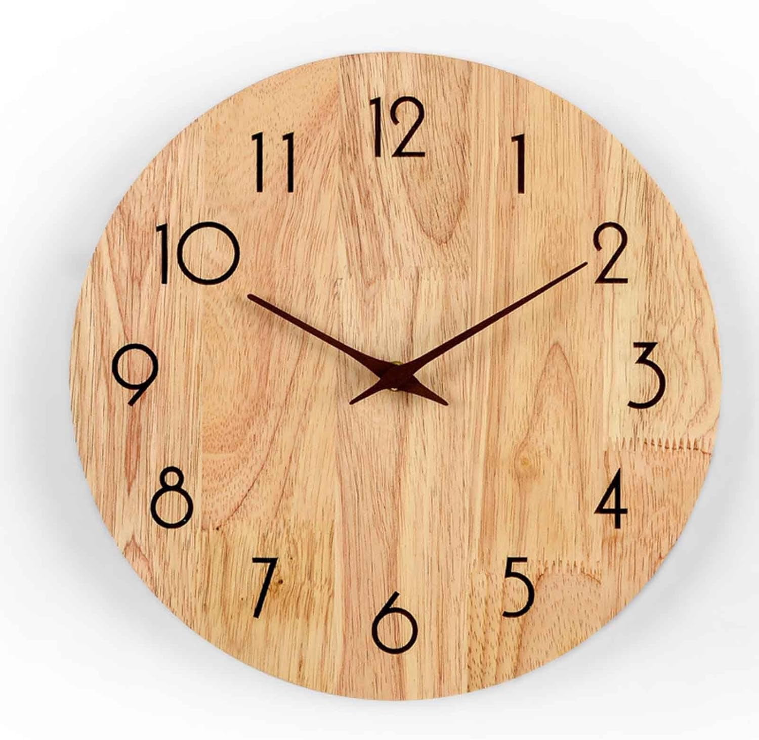 12 Inch Wood Wall Clock Quartz Analog Silent Non-Ticking Wall Clocks ...