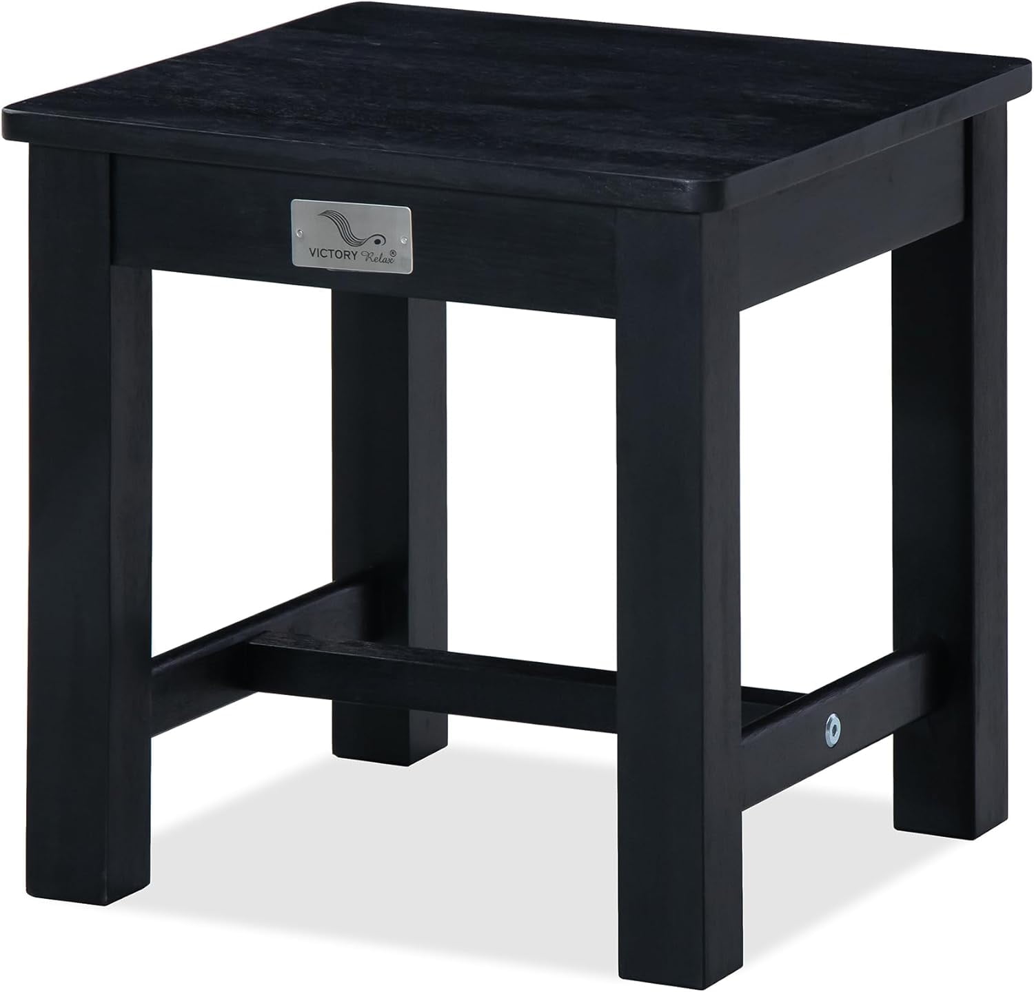 12 Inch Wooden Black Step Stool, Small Nature Beach Chair Under Desk ...