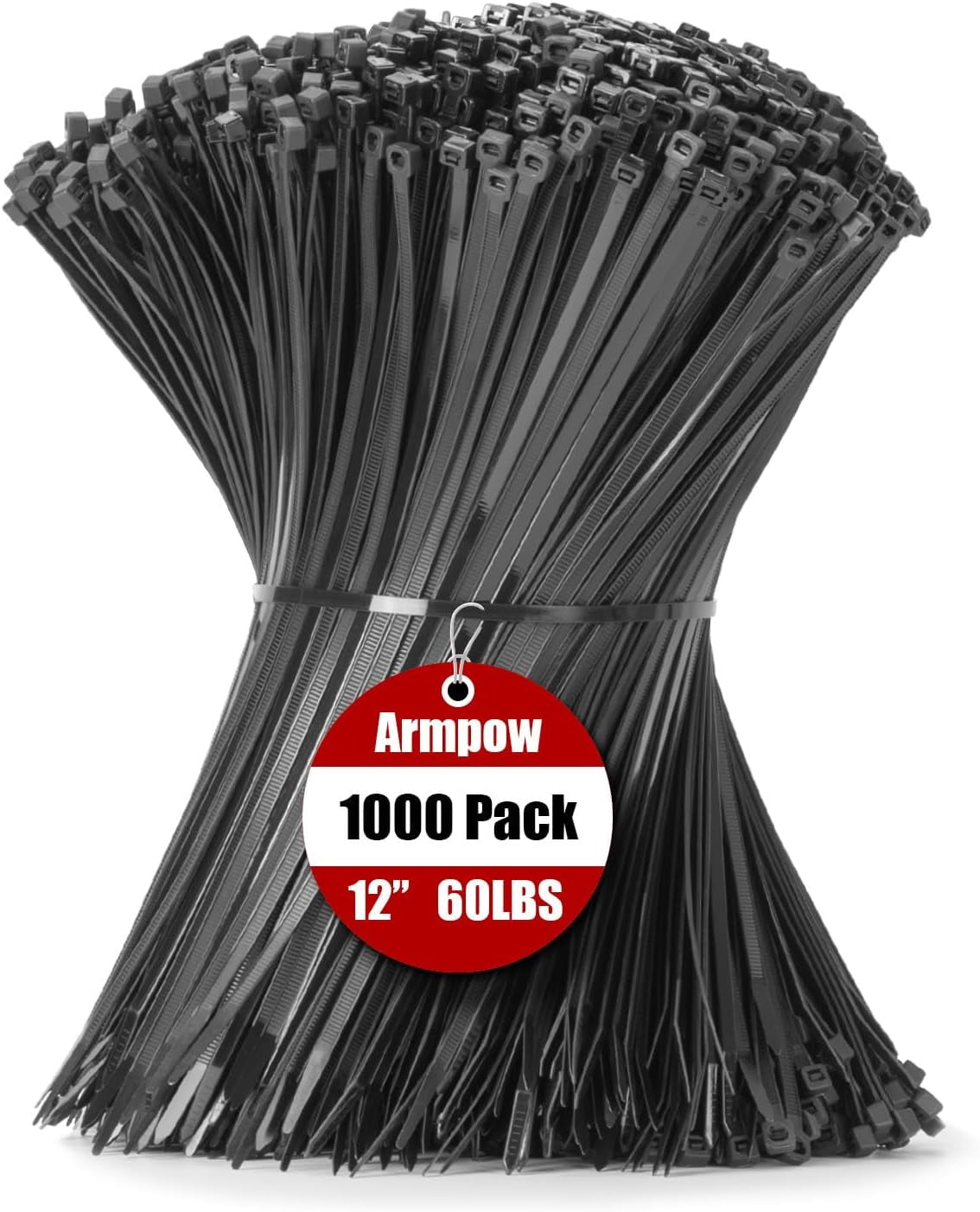 12 Inch Zip Ties Black 1000 PCS, 60 Lbs- Heavy Duty Tensile Strength ...