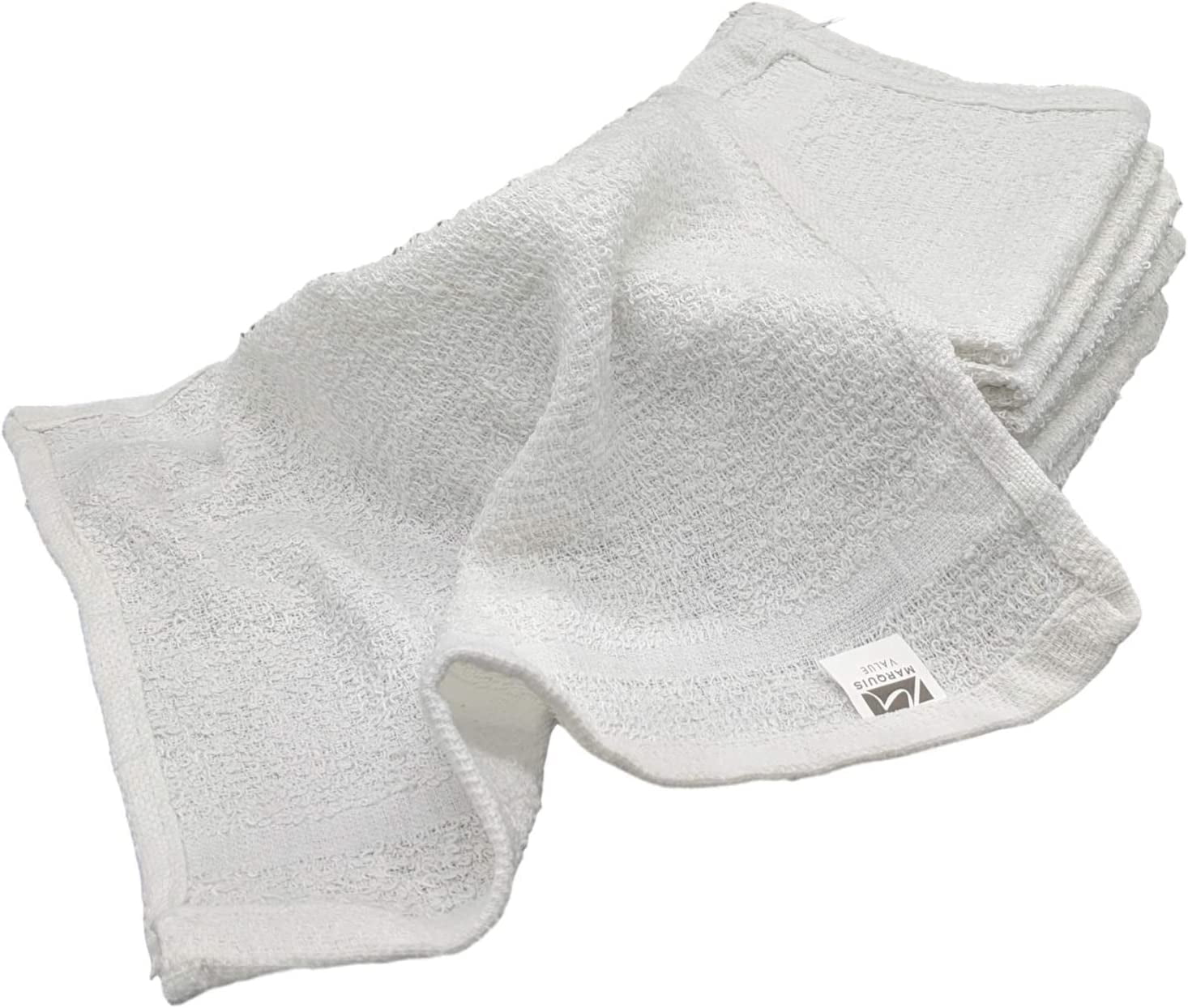 12 Inch x 12 Inch White Cotton Value Washcloths - Reusable Lt Weight ...