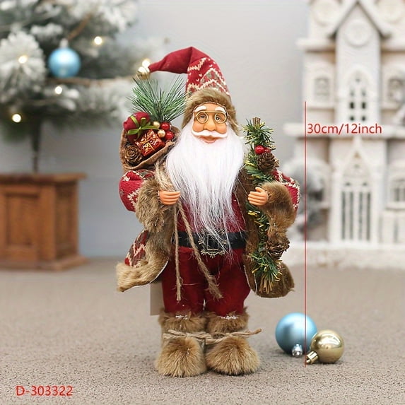 12 Inches 30Cm Santa Claus Figuette Decoration Feet Wearing Long Fluffy ...