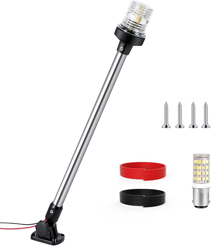 12 Inches Anchor Light Boat Stern Light Waterproof IP67, White Fold ...