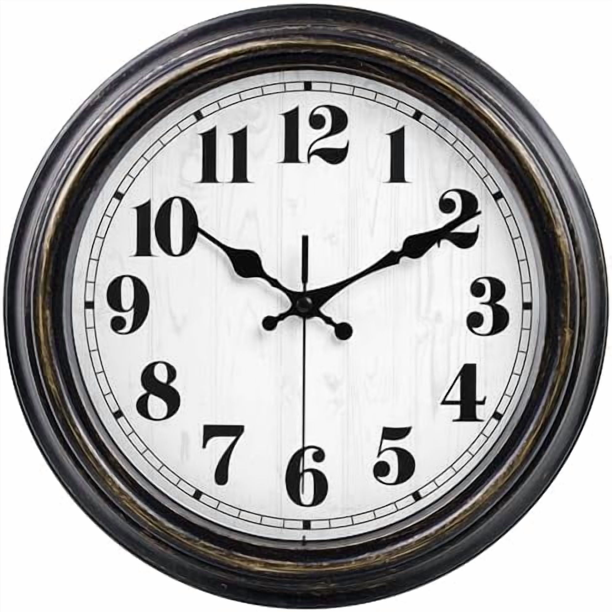 12 Inches Retro Wall Clock, Silent Non Ticking Battery Operated ...