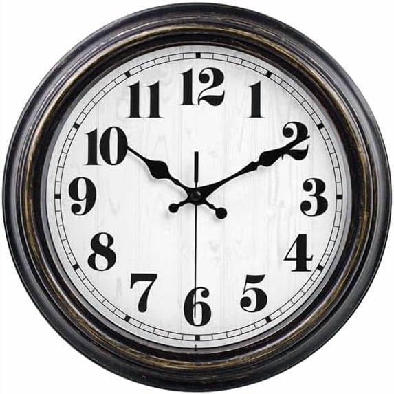 12 Inches Retro Wall Clock, Silent Non Ticking Battery Operated ...