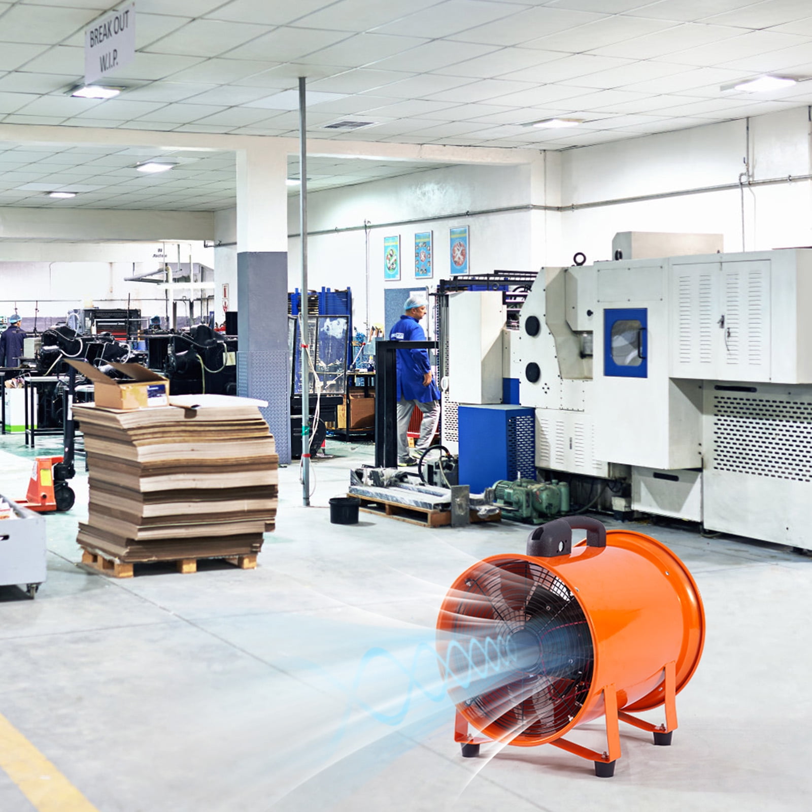 12 Inches Utility Blower Exhaust Fan with 16.4 FT Duct, 3500 r/min ...