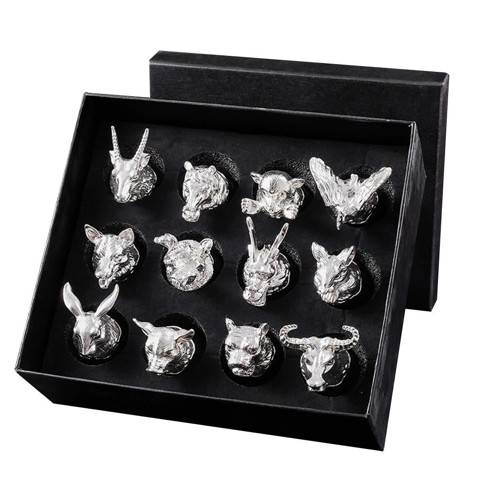 12 Individual Shot Glasses with Intricate Animal Designs, Premium ...