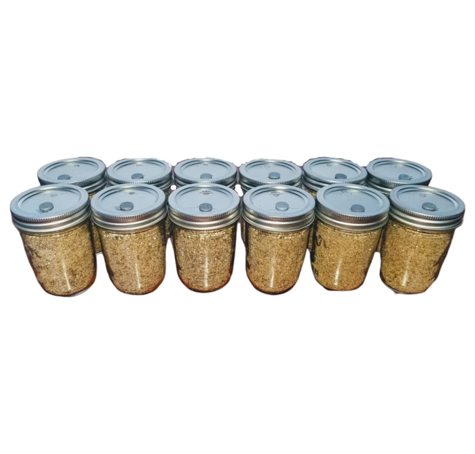 12 Jars BRF PF Tek Brown Rice Flour Mushroom Substrate - Half Pint Jars with Injectable Ports ...
