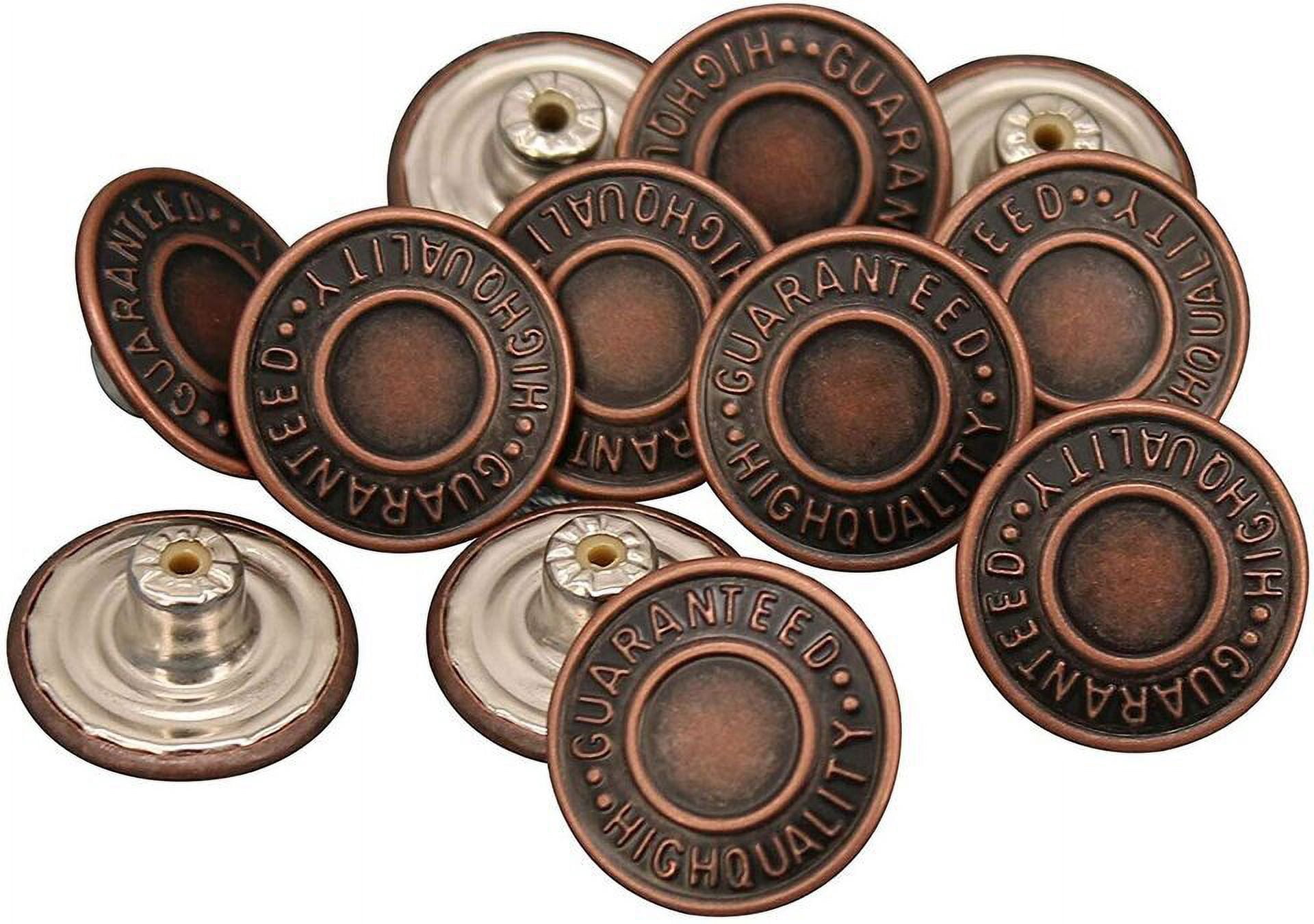 12× Jean Button Pins，3/4 in Vintage No Sew Instant Replacement Combo ...