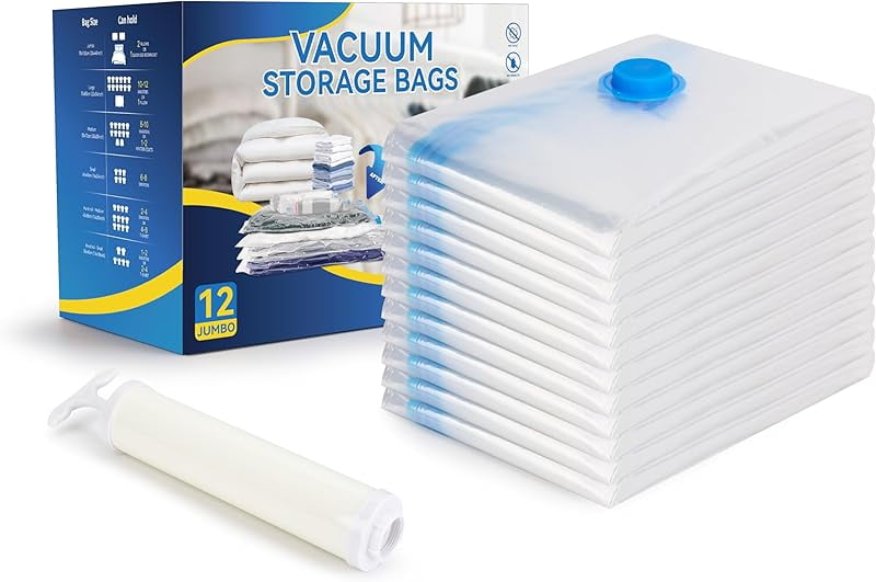12 Jumbo Space Saver Bags, Vacuum Storage Bags, Vacuum Seal Bags with ...