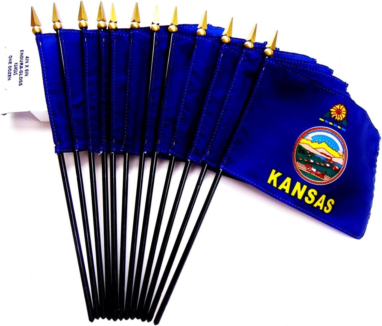 12 Kansas Desk Flags 4x6 Inch American Made Miniature Table Flags; 12 ...