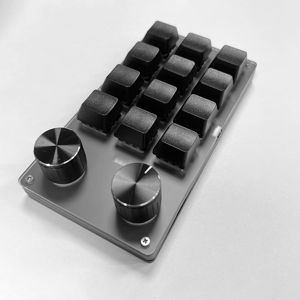 12 Key 2 Knob Programming Macro Custom Knob Keyboard Hotswap Keypad (Black Wired) - Walmart.com