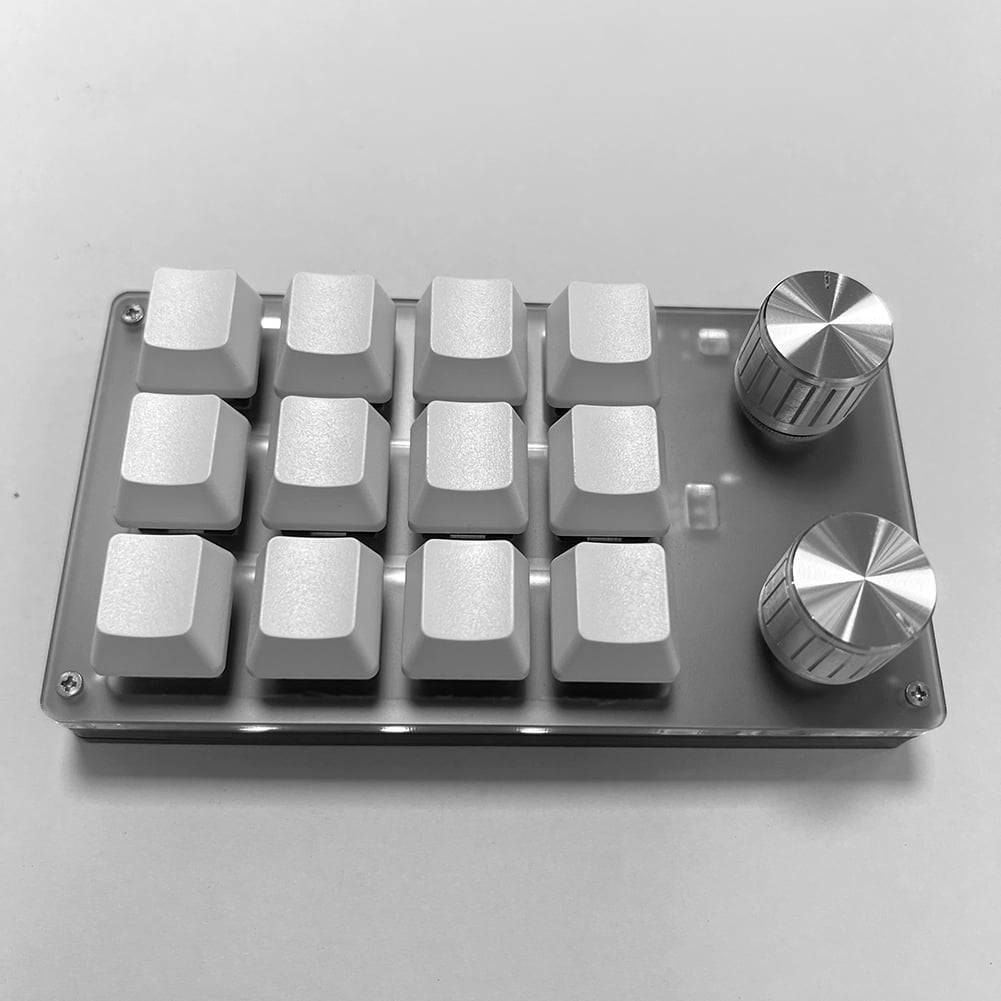 12 Key 2 Knob Programming Macro Custom Knob Keyboard for Office(White wireless) - Walmart.com