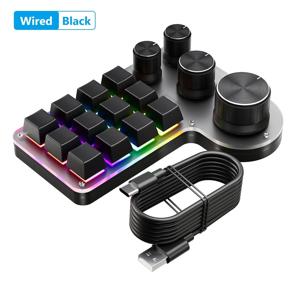 12 Keys 4 Knobs Programming Macro Custom Keyboard RGB Mechanical Keypad ...