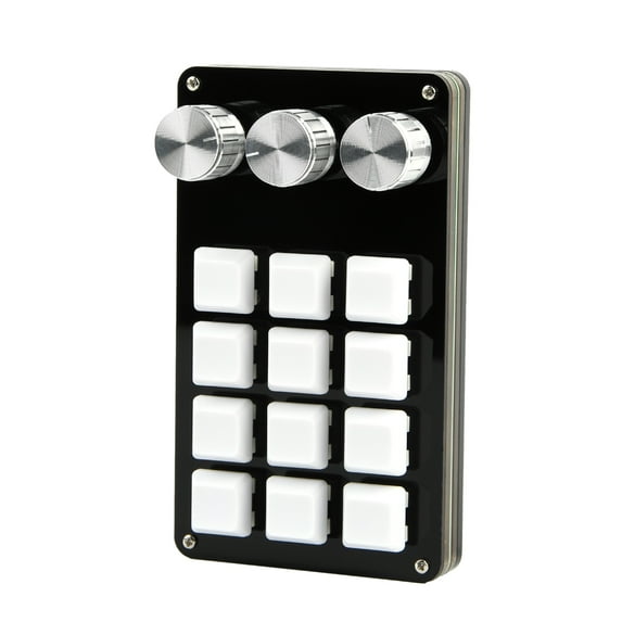 12 Keys Keyboard with 3 Knob Customizable Gaming Video Editing Programming Small Macro Keypad ...
