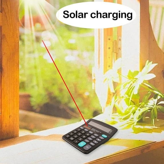 12 Keys Solar Calculator Dual Power Supply Sun Power Battery Backup ...
