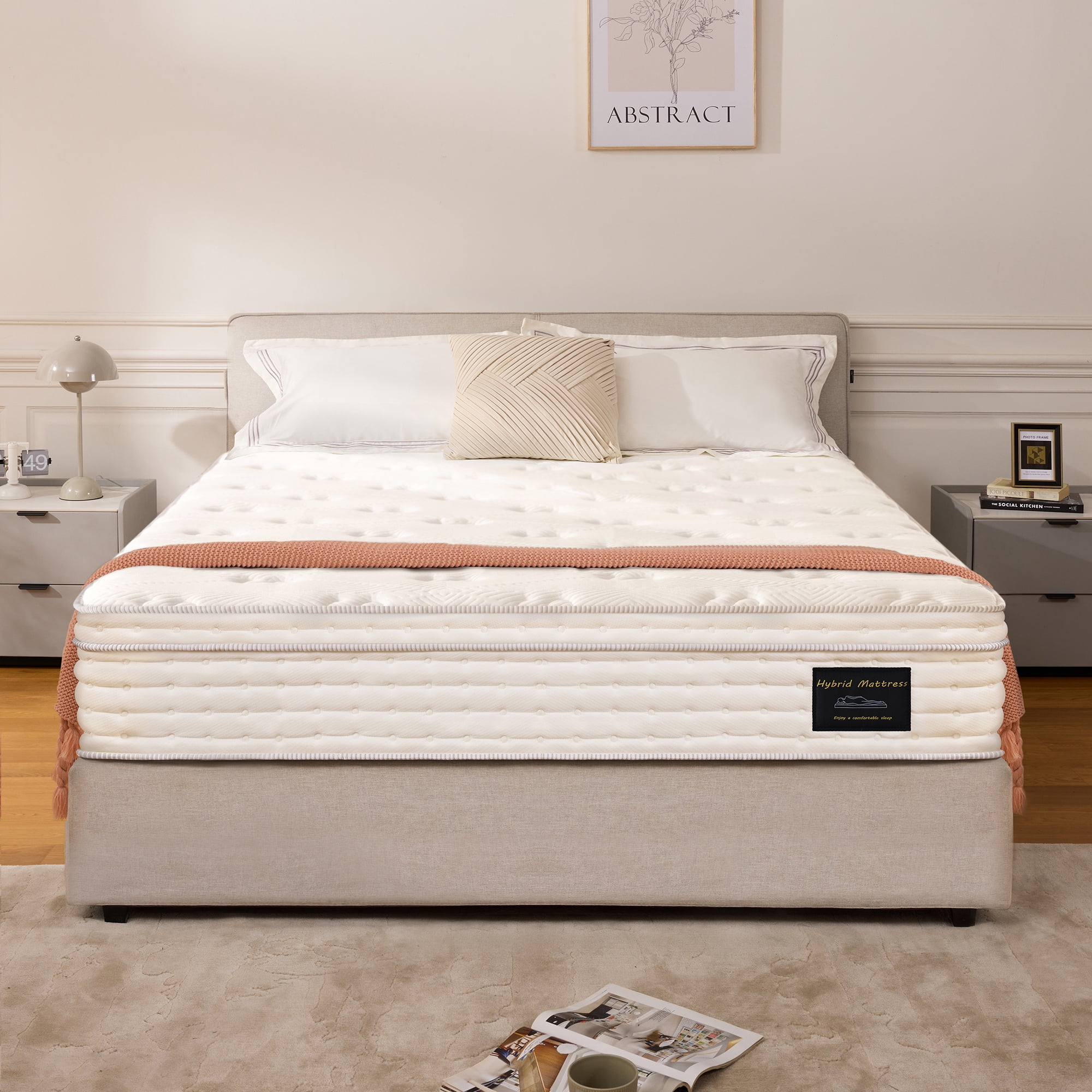 BedStory King Plush Mattress, 12 Inch Hybrid Mattresses Gel Memory Foam ...