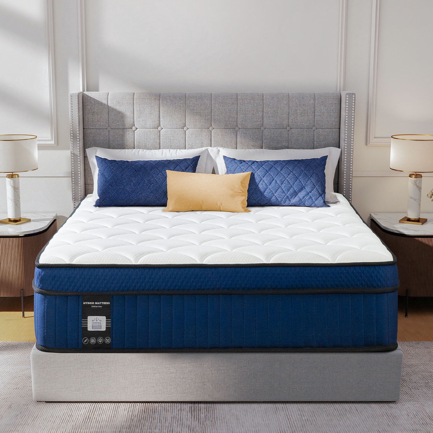 QUEEN ROSE 12'' King Hybrid Mattress, Gel Memory Foam, Pocket Coils ...